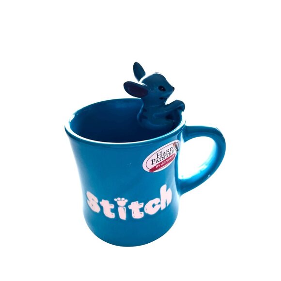 Disney | Dining | Disney Stitch Ceramic Handpainted Blue Mug With 3d ...